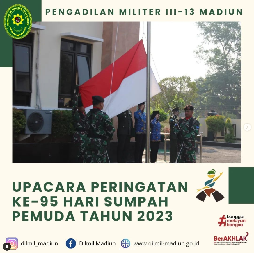 UPACARA PERINGATAN KE-95 HARI SUMPAH PEMUDA TAHUN 2023 « PENGADILAN MILITER III-13 MADIUN