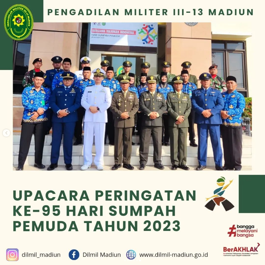 UPACARA PERINGATAN KE-95 HARI SUMPAH PEMUDA TAHUN 2023 « PENGADILAN MILITER III-13 MADIUN